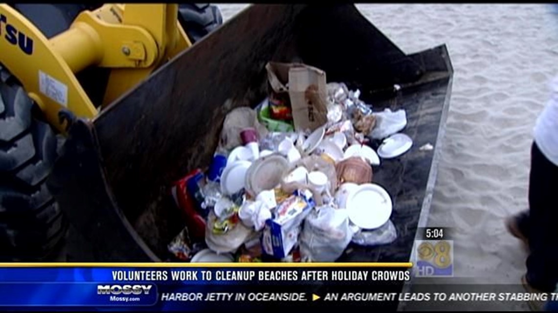 Volunteers clean up beaches after holiday crowds | cbs8.com