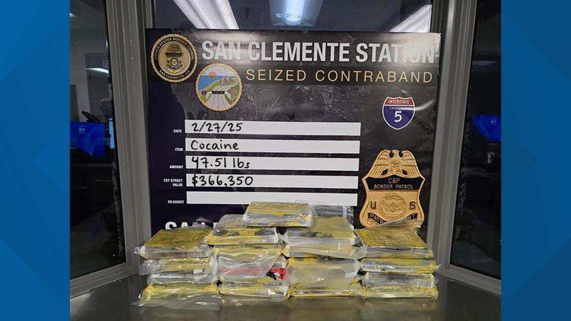 San Diego Border Patrol seizes nearly 50 pounds of cocaine near Camp ...