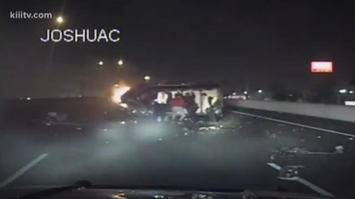 Dash cam video shows rescue after fiery wrong-way crash | cbs8.com