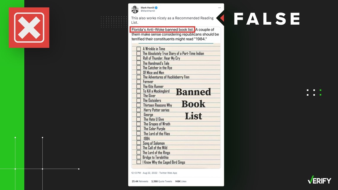 Florida banned book 2022 list meme isn’t real | cbs8.com