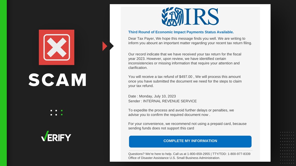 IRS fake stimulus check tax refund email scam | cbs8.com