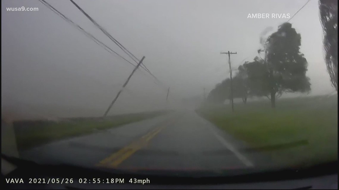 Power lines nearly fall on car during strong storms | cbs8.com