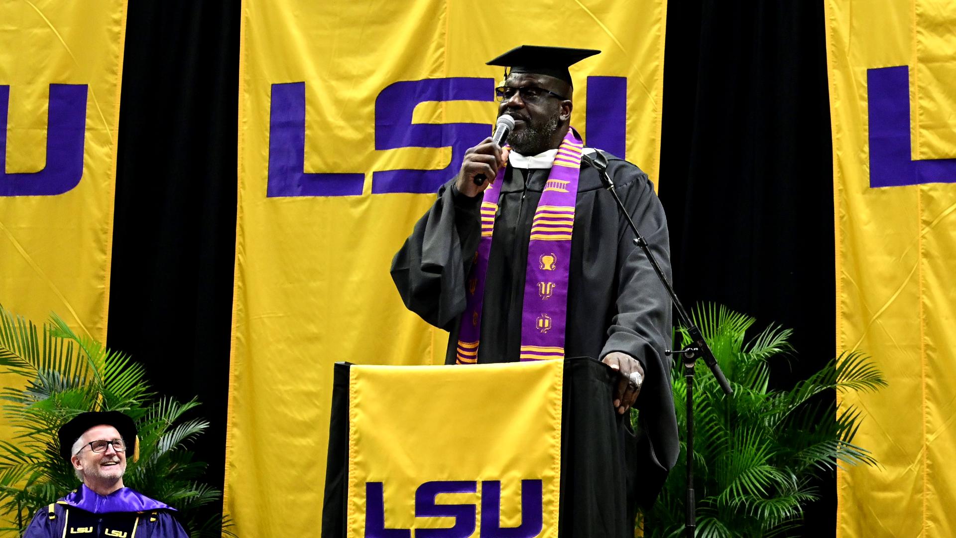 Shaq returns to LSU for graduation, roasts Charles Barkley during ...